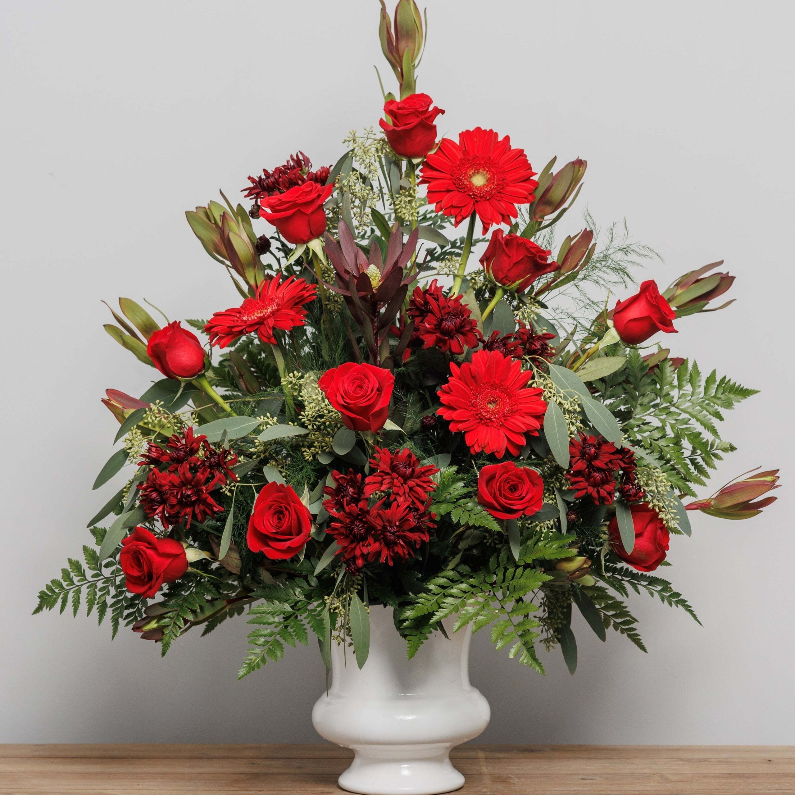 Red Radiance Urn | Boulevard Flower Gardens